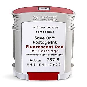 Save On Postage Ink 787-8 Compatible Pitney Bowes Postage Machine Red Ink- Cartridge for Sendpro P/Connect & Series Mailing System, 787 – 8 Red Fluorescent Ink Cartridge, Postage Meter Cartridge