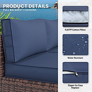 UDPATIO Outdoor Cushions for Patio Furniture, 7-Piece Replacement Cushions for Outdoor Furniture, Patio Sectional Cushions Outdoor Couch Cushions for 4-seat Patio Conversation Sets (Navy Blue)