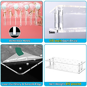 Goabroa Cake Pop Display Stand with 100 PCS Cake Pop Sticks and 100 PCS Wrappers Kit, 21 Holders Clear Acrylic Cakepop Making Accessories for Weddings Baby Showers Halloween