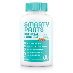 SmartyPants Prenatal Vitamins for Women with DHA and Folate - Daily Gummy Multivitamin: Vitamin C, B12, D3, Zinc for Immunity & Omega 3 Fish Oil, 120 Count (30 Day Supply)
