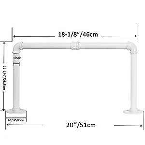WEBI Clothing Rack Wall Mount,20" Industrial Pipe Clothes Rack for Hanging Clothes,Heavy Duty Iron Garment Rack Bar,Retail Display Clothes Rod for Closet,Laundry Room,White