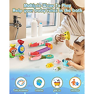 Bath Toys for Toddlers 1-3 Years Old, Preschool Bathtub Water Toys for Kids Ages 4-8, Durable Interactive Infant Toys for 6 to 12-18 Months, STEM Kit Birthday Gift for Baby Boys Girls