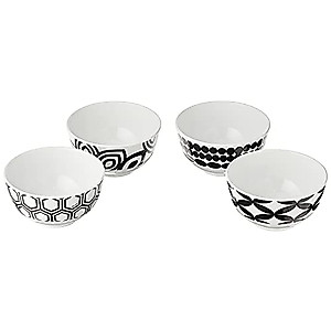 French Bull Melamine Mini Bowls, 4-Piece Set, 10 Fluid Ounces, Small Serving Bowl – Snack Condiment Dipping Sauce Dessert Ice Cream – Shatter Proof, BPA Free, Dishwasher Safe, 4”, Foli
