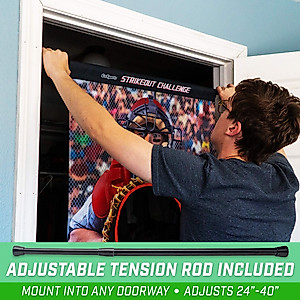 GoSports Strikeout Challenge Baseball Toss Doorway Game - Includes Universal Door Frame Tension Rod and Inflatable Baseballs with Ball Pump