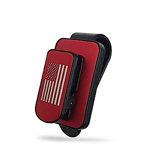 Sunglass Holder for Car Visor, Multi-Function Ticket Card Clip Upgrade Metal Flag Personality Modeling for Car SUV Truck, American Flag Ticket Card Glasses Clip(Black/Red)