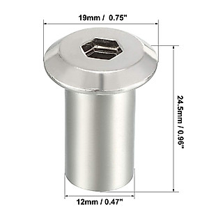 uxcell M10x21mm Hex Socket Head Insert Nut Screw Post Sleeve Nut for Furniture 10pcs