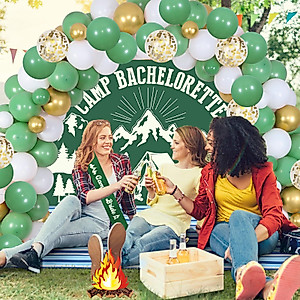 Camping Bachelorette Party Decorations, Retro Sage Green Balloon Garland Arch Kit Backdrop Sash, Camp Bridal Shower/Wedding/Engagement Party Decor Supplies