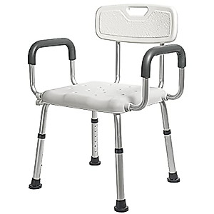 Morimoe Shower Chair for Elderly,Wide Seat,Easy Assembly,Adjustable Height,Non-Slip Feet