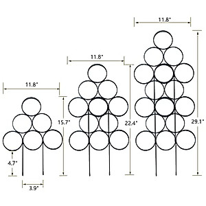 LONCHDAN Trellis for Climbing Plants Indoor 15.7 Inch, Stackable Garden Trellis for Potted Plant Support, 3 Pack Small Houseplant Metal Wire Trellis for Vines Pothos Rose Monstera Accessories (Black)