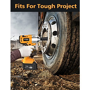 VTEK Brushless Impact Wrench 1/2 Inch Cordless Impact Wrench,Max Torque 700N.m Impact Gun 515 ft-lbs for Car Tiers