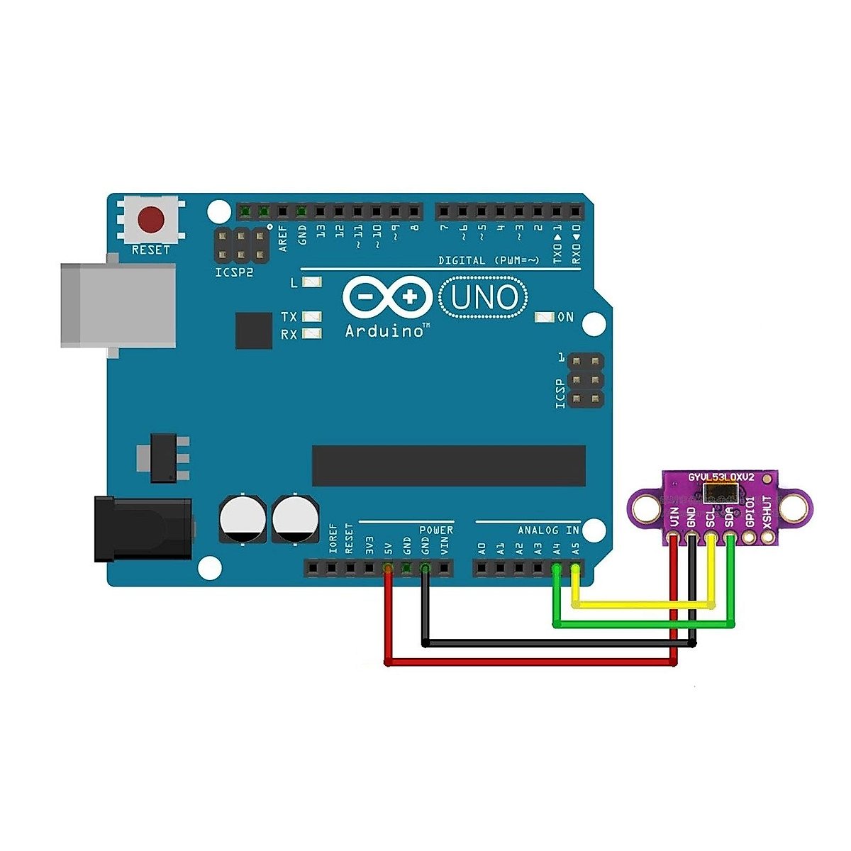 ALAMSCN VL53L0X Time-of-Flight (ToF) Laser Ranging Sensor Breakout VL53L0XV2 Laser Flight Distance Measurement Module I2C IIC for Arduino(Pack of 4)