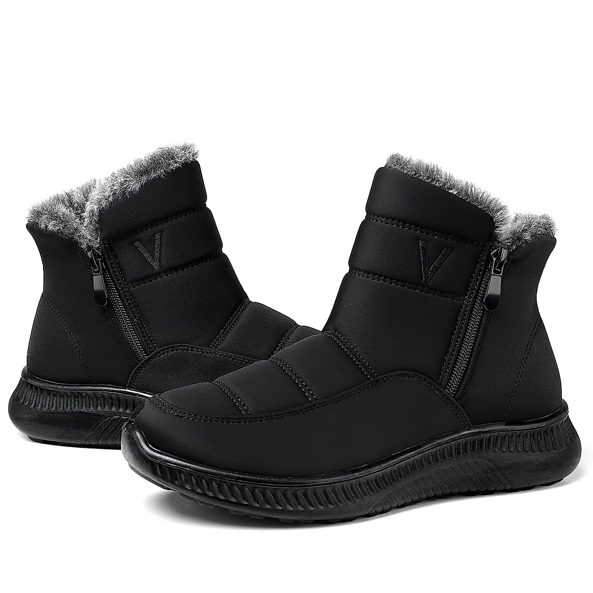 TEMOFON Women Snow Boots Winter: Warm Black Ankle Winter Shoes Waterproof Fur Lined Booties Womens Soft Boot Walking Comfortable Size 10