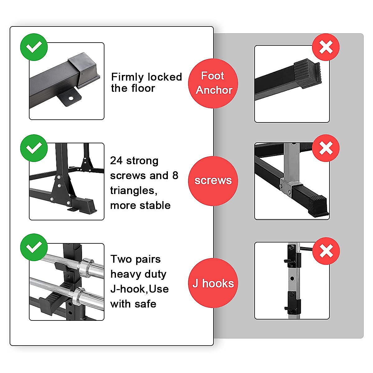 papababe Power Rack Power Cage Workout Station Home Gym for Weightlifting Bodybuilding and Strength Training (800LB Capacity +2 Extra J-Hooks)