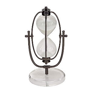 Deco 79 Sophisticated Metal Glass Acrylic Sand Timer, Black, 6”L x 6”W x 12”H, (53422)