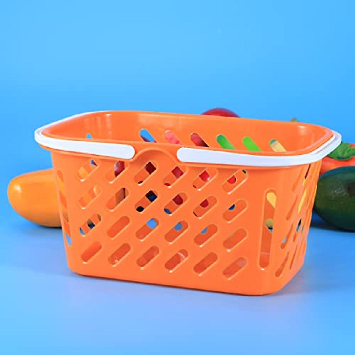 Kisangel Stackable Storage Bins 1pc Portable Grocery Basket Plastic Storage Basket Mini Picnic Basket Toys Storage Organizer for Kids Party Favors Pretend Play ( Orange ) Plastic Bins