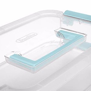 Sterilite 14138606 Stack & Carry Box with Trays Small Storage, Clear Pack of 6