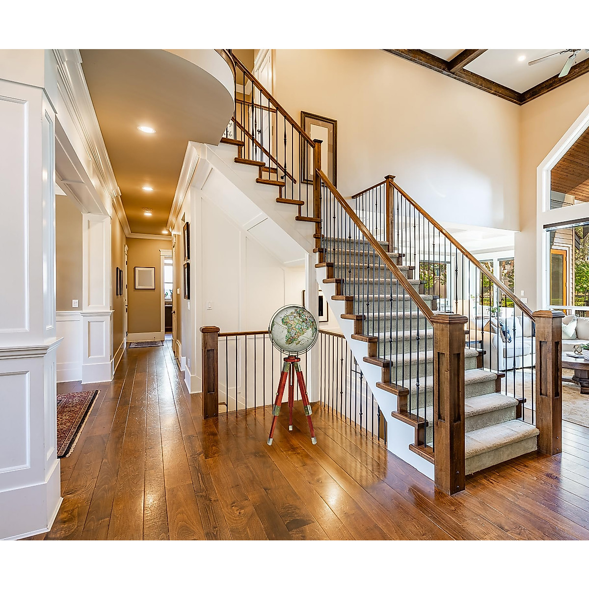 Replogle World Globe with Stand 16 Inch Floor Globe - Antique,Raised Relief Globes For Children and Kids Classroom Decor,Made In USA