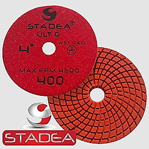 Stadea PPW108X Granite Polishing Pads 4" Diamond Pad Black Buff For Granite Quartz Stones Polish