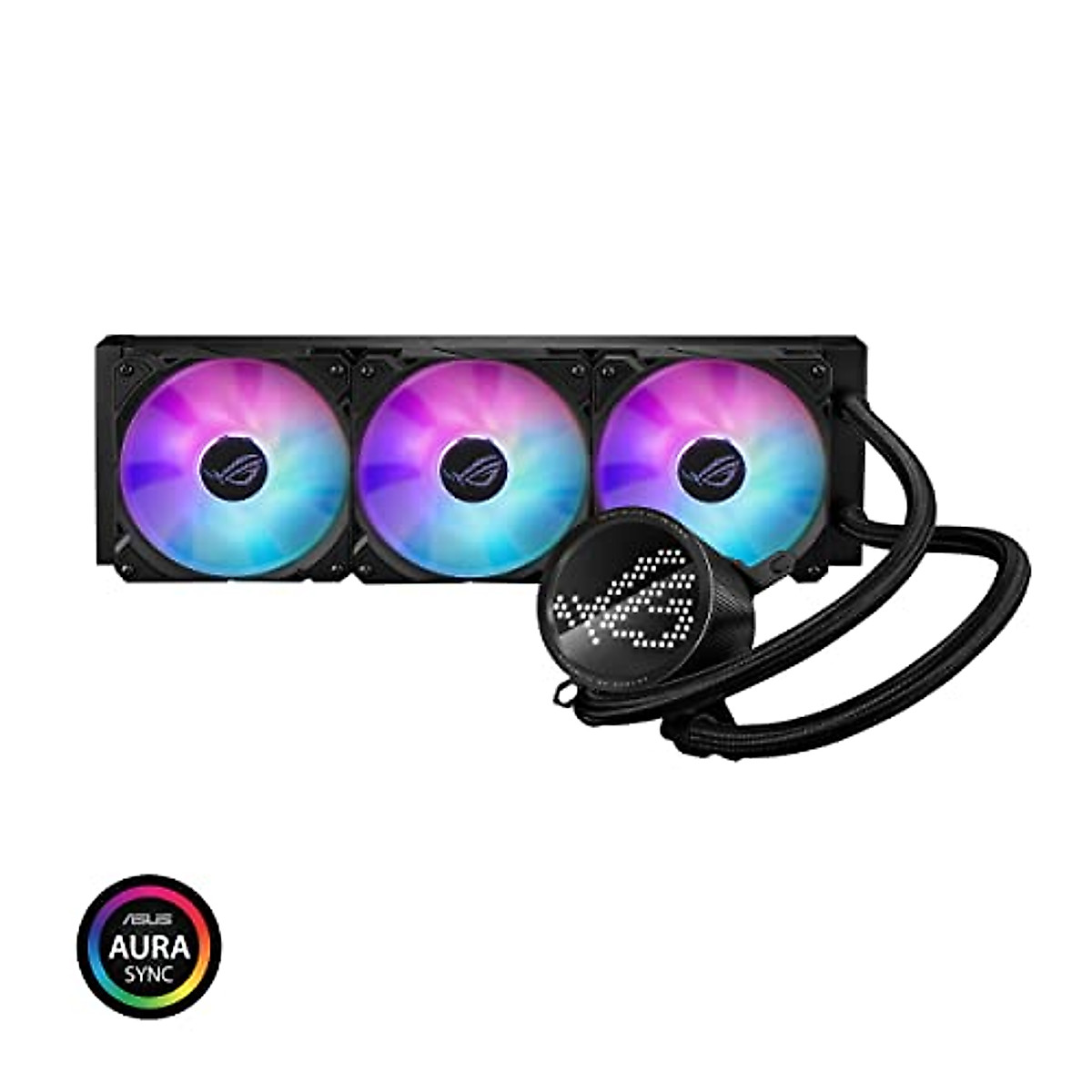 ASUS ROG RYUO III 360 ARGB All-in-one AIO Liquid CPU Cooler 360mm Radiator, Asetek 8th gen Pump Solution, Anime Matrix™ LED Display and ROG AF 12S ARGB Fan.