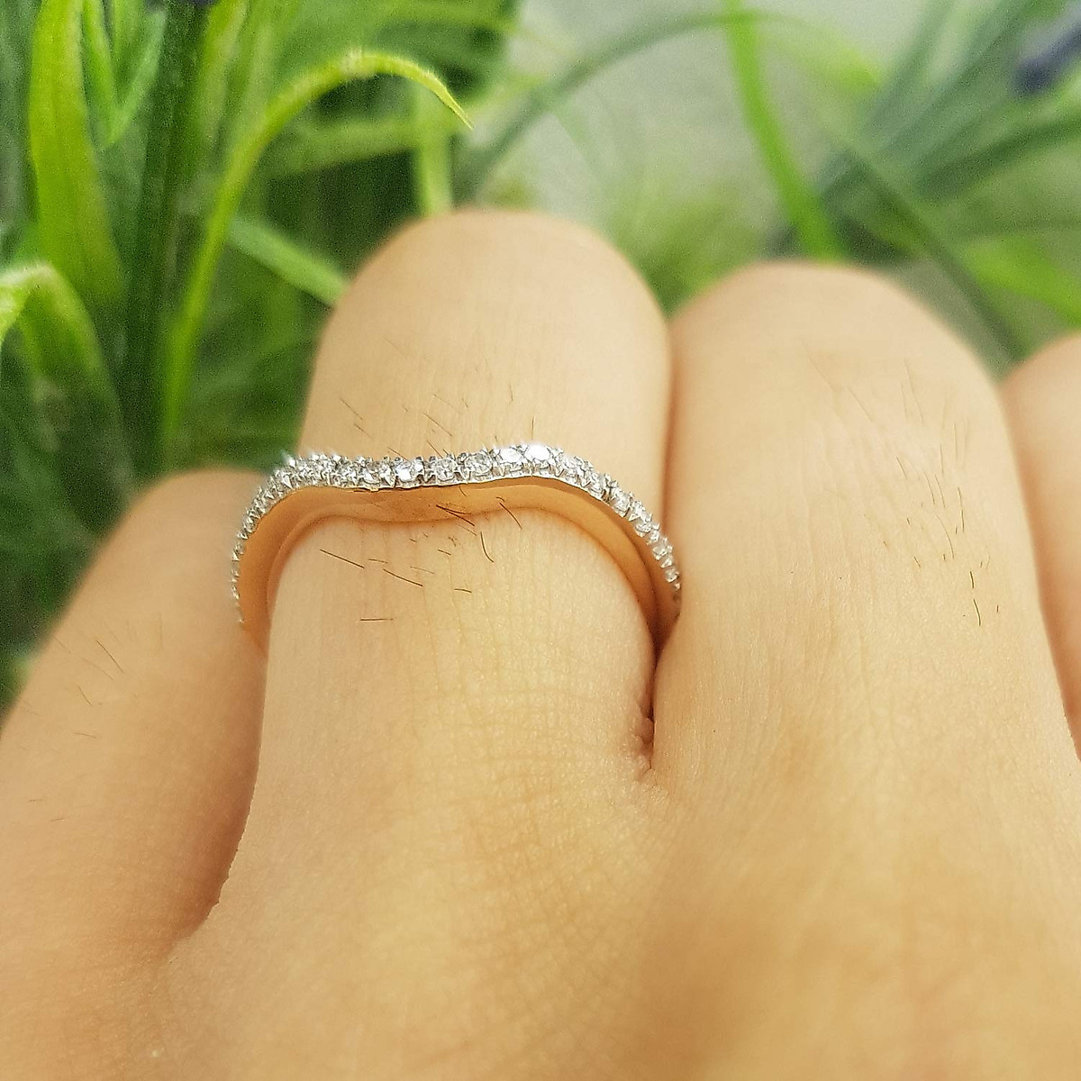 Dazzlingrock Collection 0.15 Carat (Cttw) Round White Diamond Contour Wedding Ring Enhancer Guard for Women in 10K Rose Gold Size 8