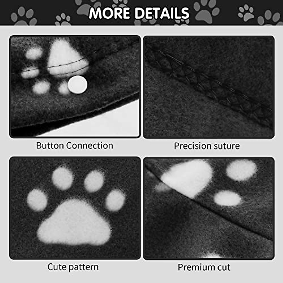 Rest-Eazzzy Pet Heating Pad Cover, Flannel Soft Heating Pet Mat Cover Indoor, Removable Heating Pad Mat Cover with Paw Print for Pet Dog Cat (Black, Two Covers ONLY)