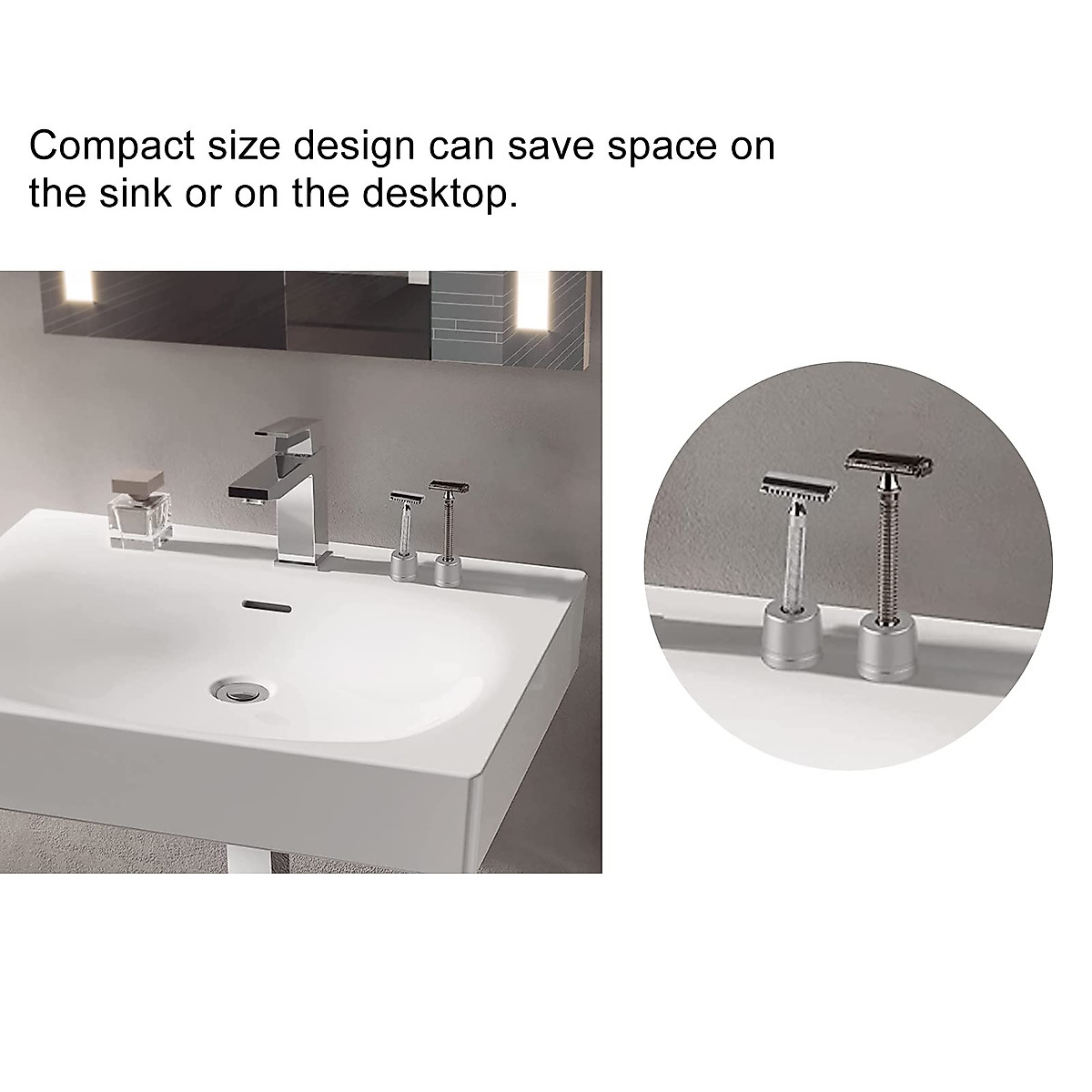 Safety Razor Base Holder, Men's Shaving Razor Stand Holder Wide Opening Alloy Universal Men Shaving Brush Drying Stand Toothbrush Holder for Bathroom Countertops Manual Razor Holder for Countertops