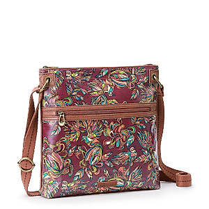 Sakroots Flat Crossbody in Coated Canvas with Adjustable Strap, Mulberry Treehouse