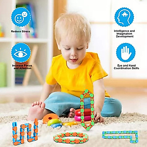 8Pcs Fidgets Wacky Tracks Fidget Toys for Kids Classroom Students School Prizes Gifts Sensory Autism Toys Snap Fidget Snake Click Toys for Adults Stress Relief ADD ADHD Autistic Keeps Fingers Busy