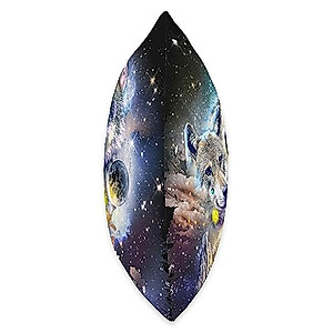 Random Galaxy Cosmic Space Wolf, Wolves Family Howling, Night-time Reunion Throw Pillow, 16x16, Multicolor