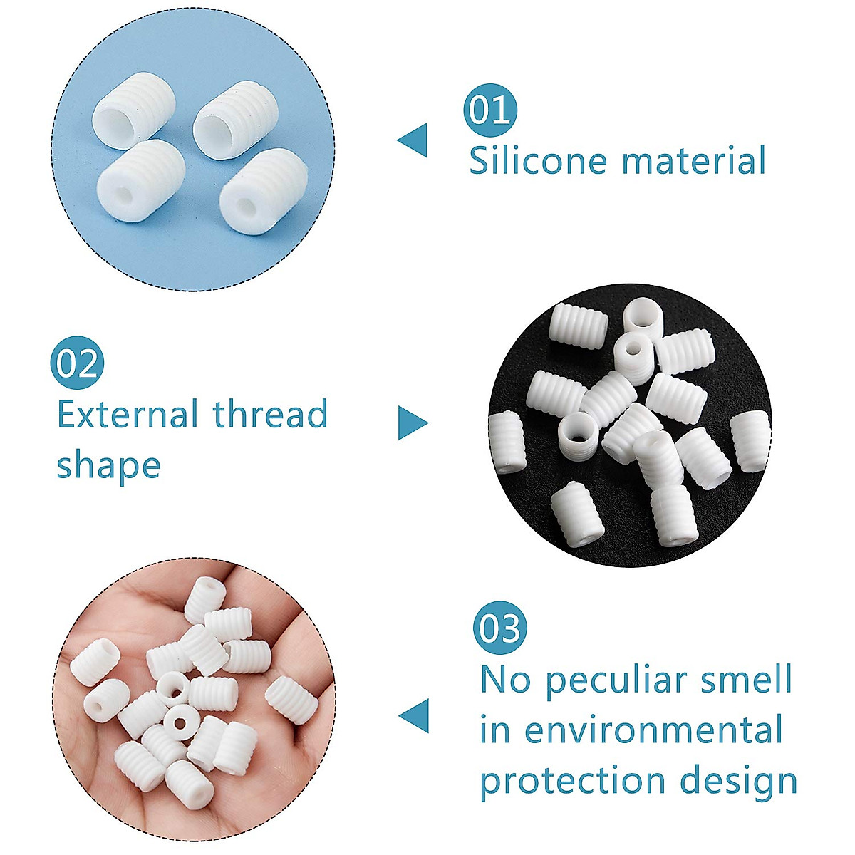 OCEANTREE Cord Locks for Mask, Elastic Adjuster Silicone Cord Stopper No Slip Earloop Toggles for Drawstring Buckle Clasp