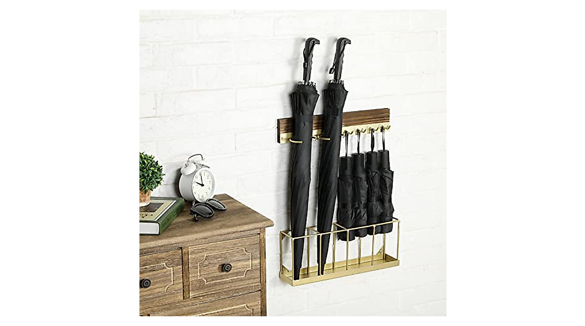 Stylish Brass Metal Umbrella Holder & Key Rack