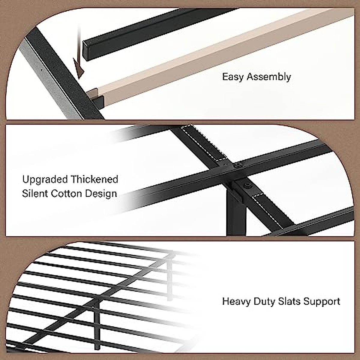 Catrimown Full Size Platform Metal Bed Frame with Wooden Headboard and Footboard, Rustic Full Bed Frame No Box Spring Needed, Under Bed Storage/Strong Slat Support/Easy Assembly, Brown