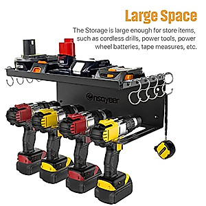 Ensayeer Power Tool Organizer, Cordless Drill Storage, Drill Holder Storage Wall Mount Shelf Rack, Charging Station to optimize Garage Organization and Power Tools Storage