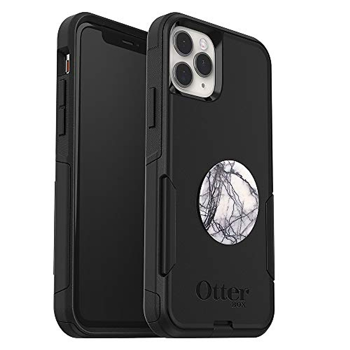 OtterBox Bundle: COMMUTER SERIES Case for iPhone 11 Pro - (BLACK) + PopSockets PopGrip - (WHITE MARBLE)