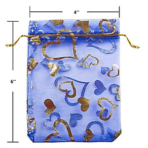 Stratalife 100PCS Organza Bag 4x6 with Drawstring Mesh Jewelry Gift Pouch Favor Bags Bulk for Wedding Party Baby Shower(Mixed Heart)