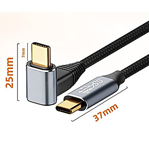 NFHK 90 Degree Up Down Angled Type-C USB-C Male to Male USB3.1 10Gbps 100W Data Cable for Laptop Phone 100CM