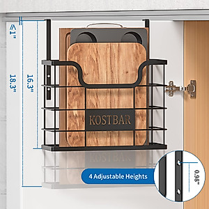 KOSTBAR Over The Cabinet Door Organizer, Cutting Board Organizer With Towel Rack, Wall Mount Storage Basket, Kitchen Cabinet Organizer For Baking Sheet, Cookie Sheet, Plastic Wrap 3 Pack