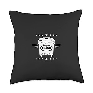 Trash Can Garbage Day Vintage Design Sanitation Worker Throw Pillow