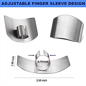 6 Pcs Finetaur ​Finger Guards for Cutting, Finger Protector for Cutting Food, Stainless Steel Finger Guard for Cutting Vegetables, Finger Protectors for Dicing and Slicing (Single Finger)