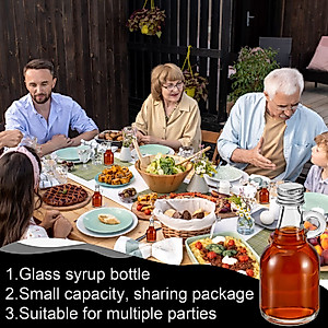 Suclain 32 Pcs 1.7oz Glass Syrup Bottles with Aluminum Lids and Loop Handle Clear Glass Bottles Reusable Maple Syrup Jars Syrup Container Stout Sample Bottles for Potion Juice Milk Storage Sauce Oil
