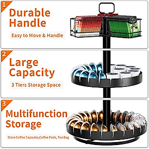 ZDDLOINP Coffee Pod Holder and Tea Bag Organizer, K Cup Holder Carousel Stand for 54 Pods and 50 Tea Bags, Keurig Pod Holder Coffee Bar Accessories for Kitchen, Office, Countertop Coffee Station