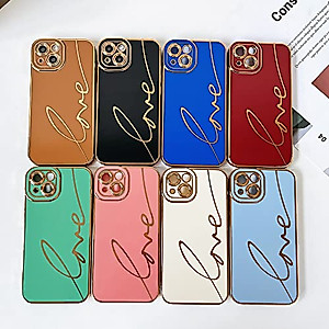 Skyseaco Compatible with iPhone 13 Case Cute, Luxury Plating Love Letter Case for Women Girls, Soft TPU Full Camera Shockproof Protective Case for iPhone 13 6.1 inch (White)