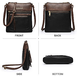 Dasein Crossbody Purse for Women Vegan Leather Shoulder Handbags Messenger Bags with Multi Zipper Pockets