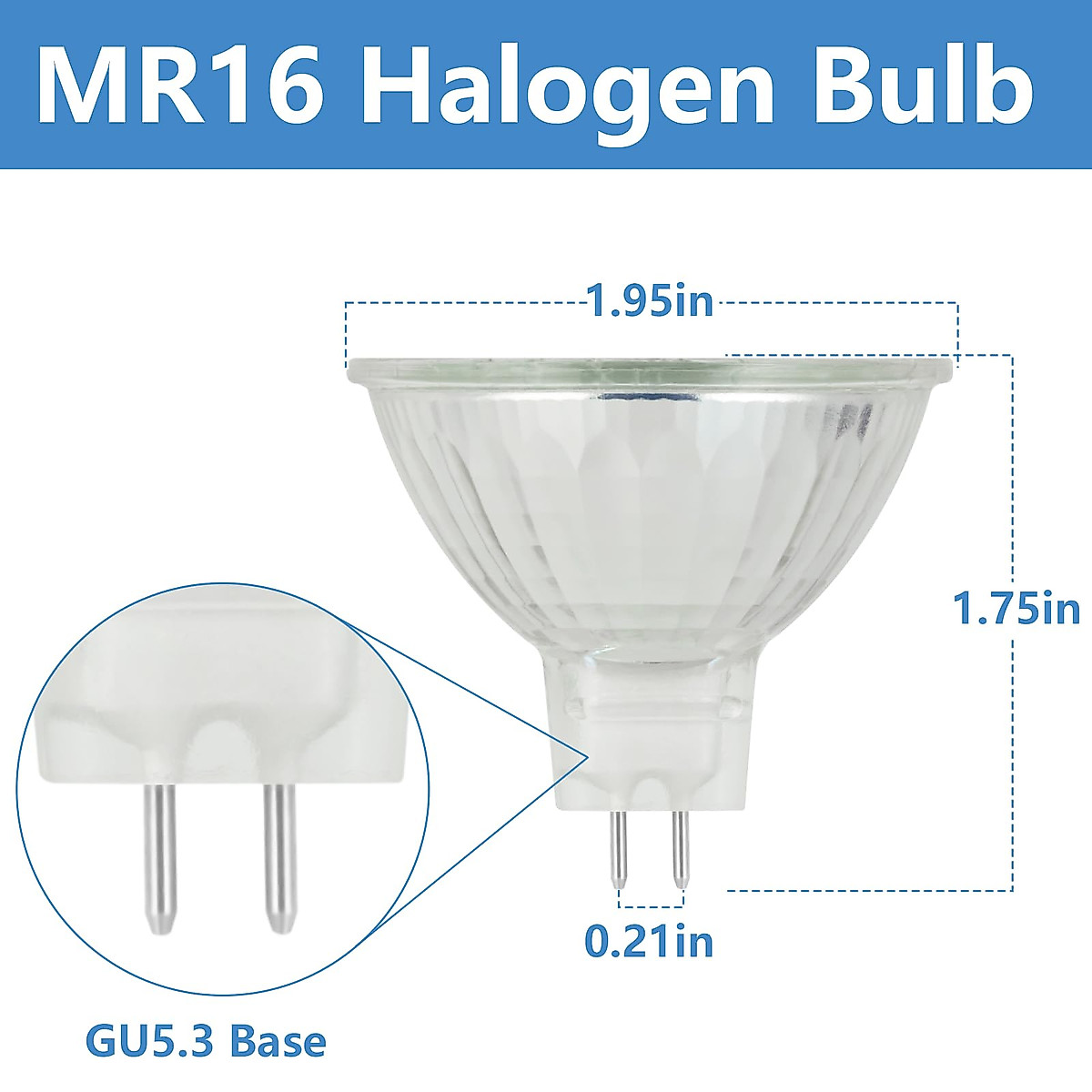 YEGRUEB MR16 Halogen Bulb, 12V 50W, GU5.3 Bi-Pin Base, 2800K, Warm White Dimmable, for Desk Lamp, Track Light, Desk Lamp(Pack of 6)