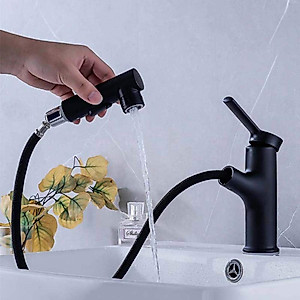 Black Bathroom Basin Taps Kitchen Sink Faucet Pull Down Sprayer Single Lever Mixer Brasss Tap for Lavatory Vanity Ashroom Bath Bathtubs Toilets