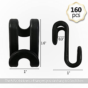 YEXEXINM 160Pcs Clothes Hanger Connector Hooks - Space Saving Hanger Extender Hooks，Plastic Mini Cascading Hanger Hooks Heavy Duty Hanger Extender Clips for Outfit Closet Velvet Wooden Hangers