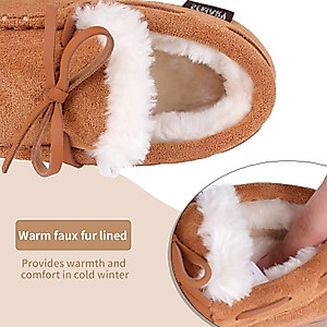 SEMARY Toddler Kids' Moccasin House Shoe with Indoor Outdoor Memory Foam Sole Protection Slipper U722WLFX505J-D-Chestnut-23