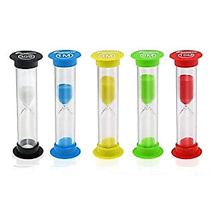 WOIWO 5 Pcs Sand Timer,Colorful Plastic Sandglass Hourglass Sand Clock Timer 30sec / 1min / 3mins / 5mins / 10mins