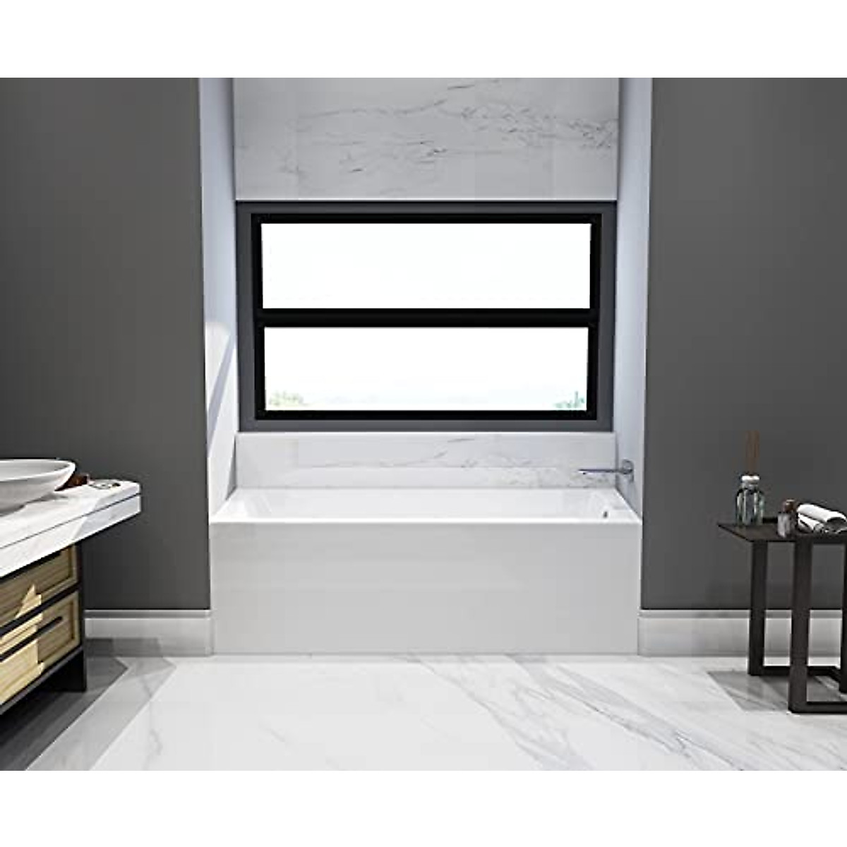 Kingston Brass VTAP663222R Aqua Eden Alcove Tub, 66" (L) x 32" (W) x 20-1/2" (D), White