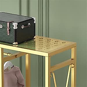 TIEOU Gold Clothing Rack with Shelves, Standing Garment Rack, Clothes Rack for Hanging Clothes, Modern Rack Clothes, Gold Clothes rack,Wardrobe Closet, Industrial Clothing Rack, Gold